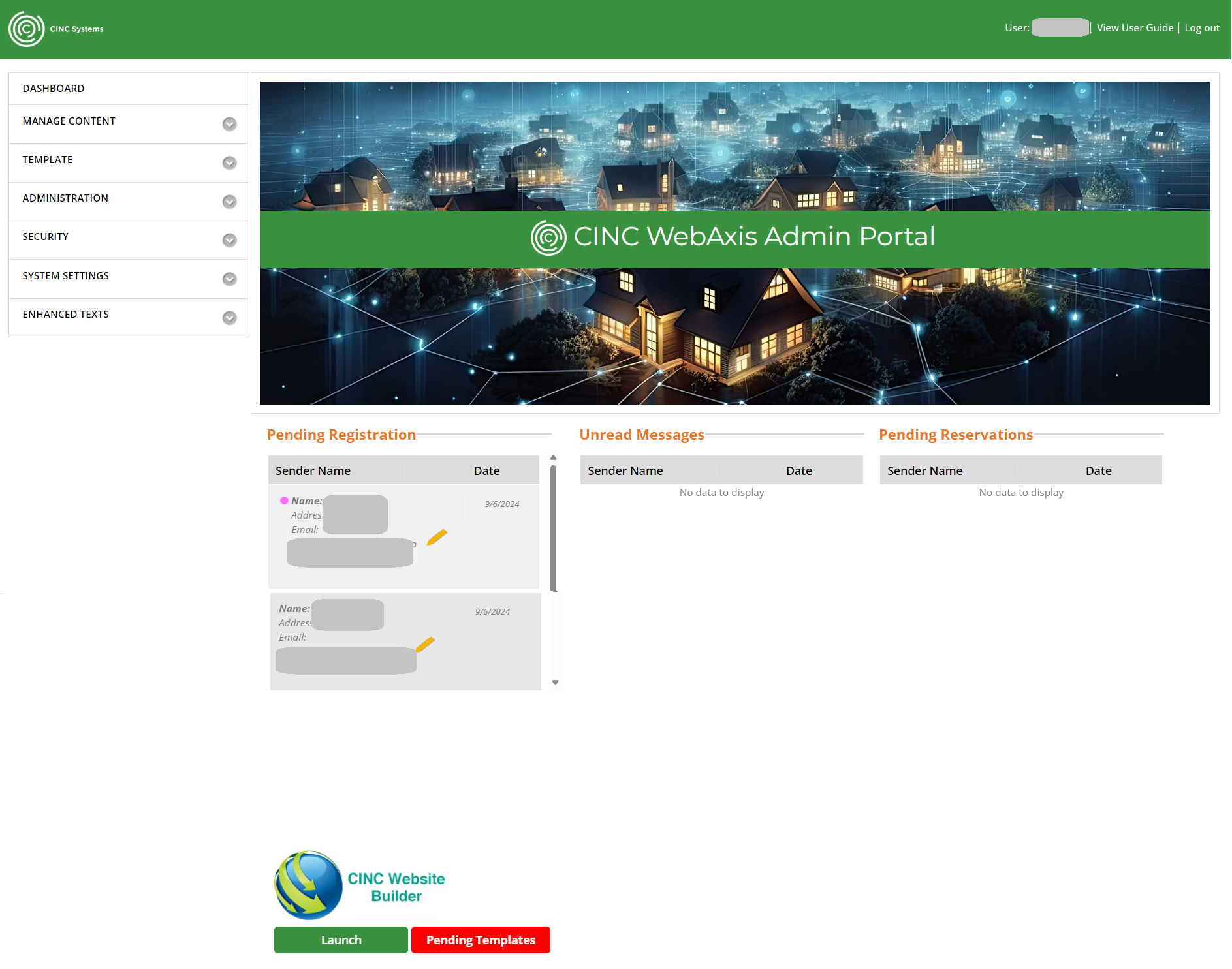 Admin Home Screen (Dashboard)